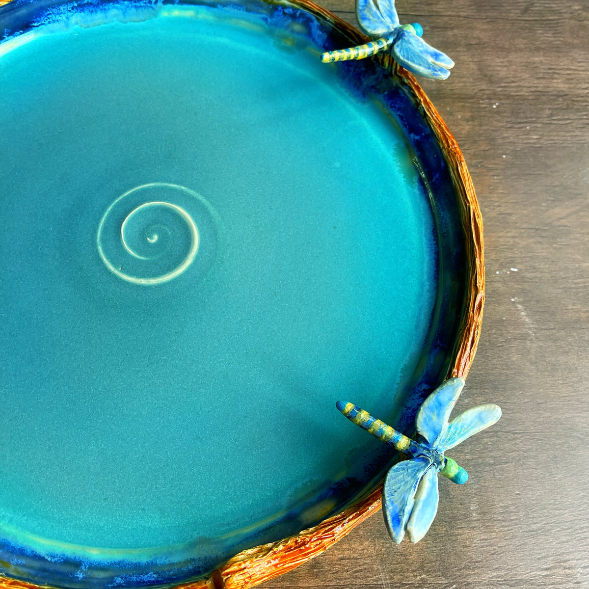 Dragonflies platter DFP1 12”D – Lee Wolfe Pottery