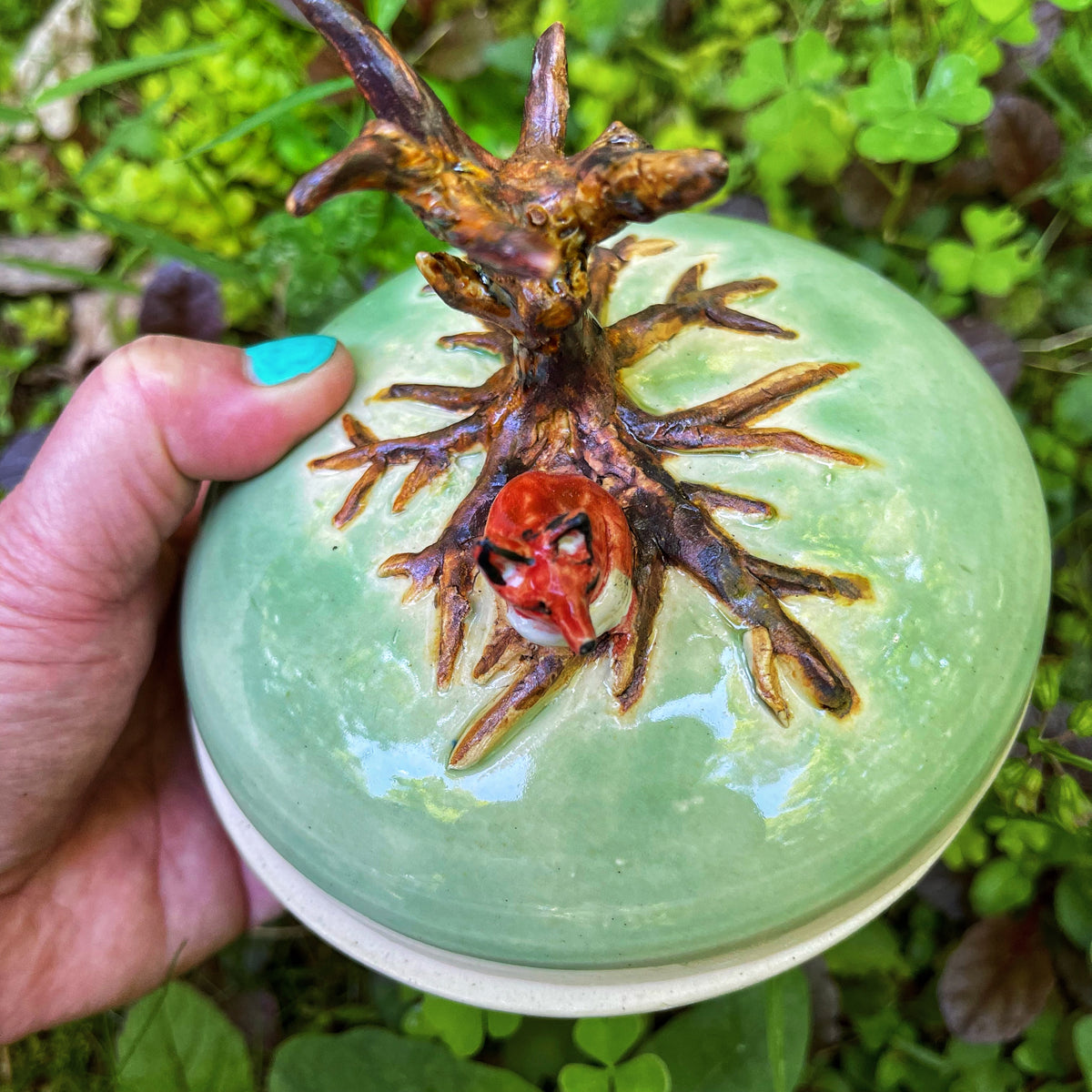 Fox under the Tree of Life sculptural box – Lee Wolfe Pottery