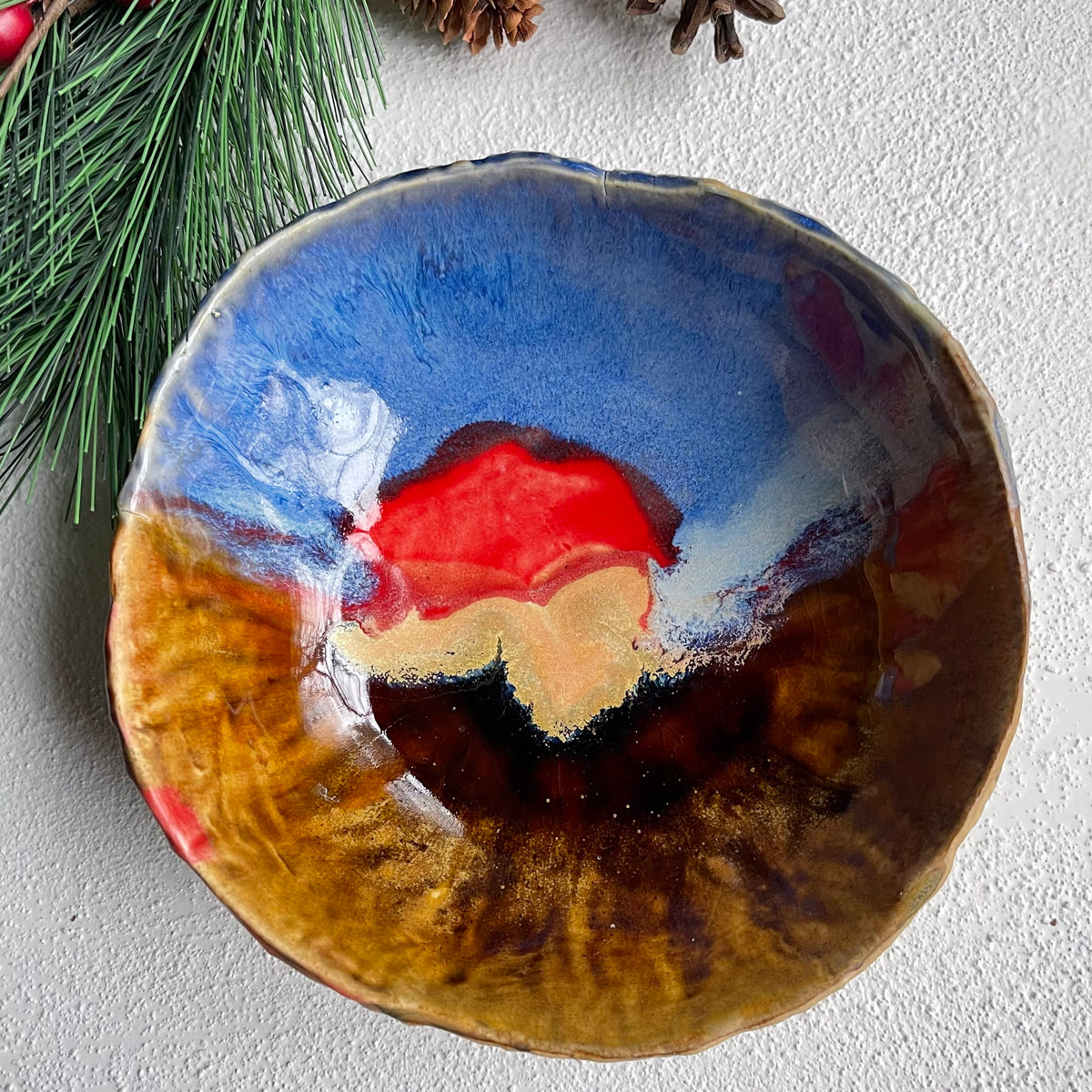 Organic Rustic bowl 12 Oz UMe 20. In Joyful Blaze. – Lee Wolfe Pottery