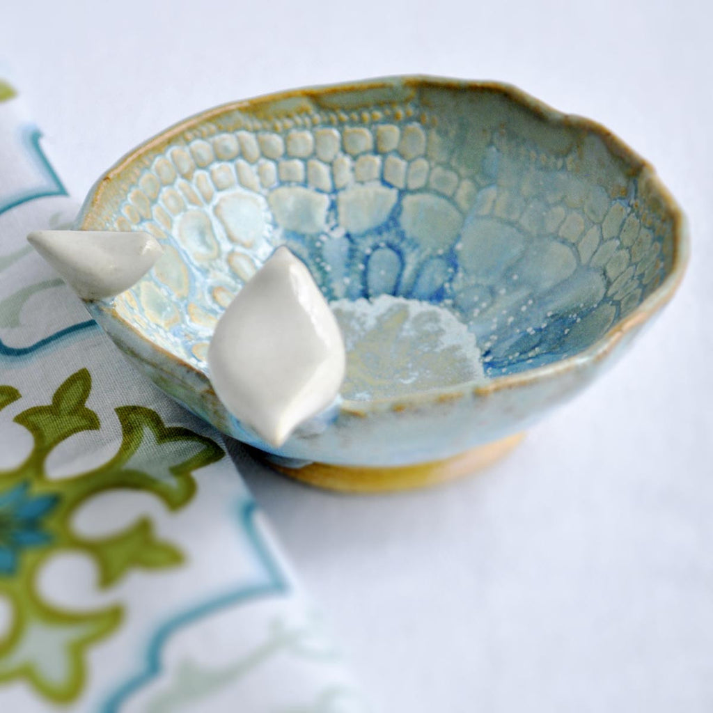 Lee Wolfe Pottery — Mama and Baby Bird ceramic bowl